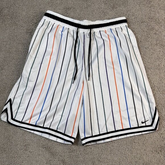Nike | Shorts | Nike Drifit Striped Basketball Shorts White Mens Size ...